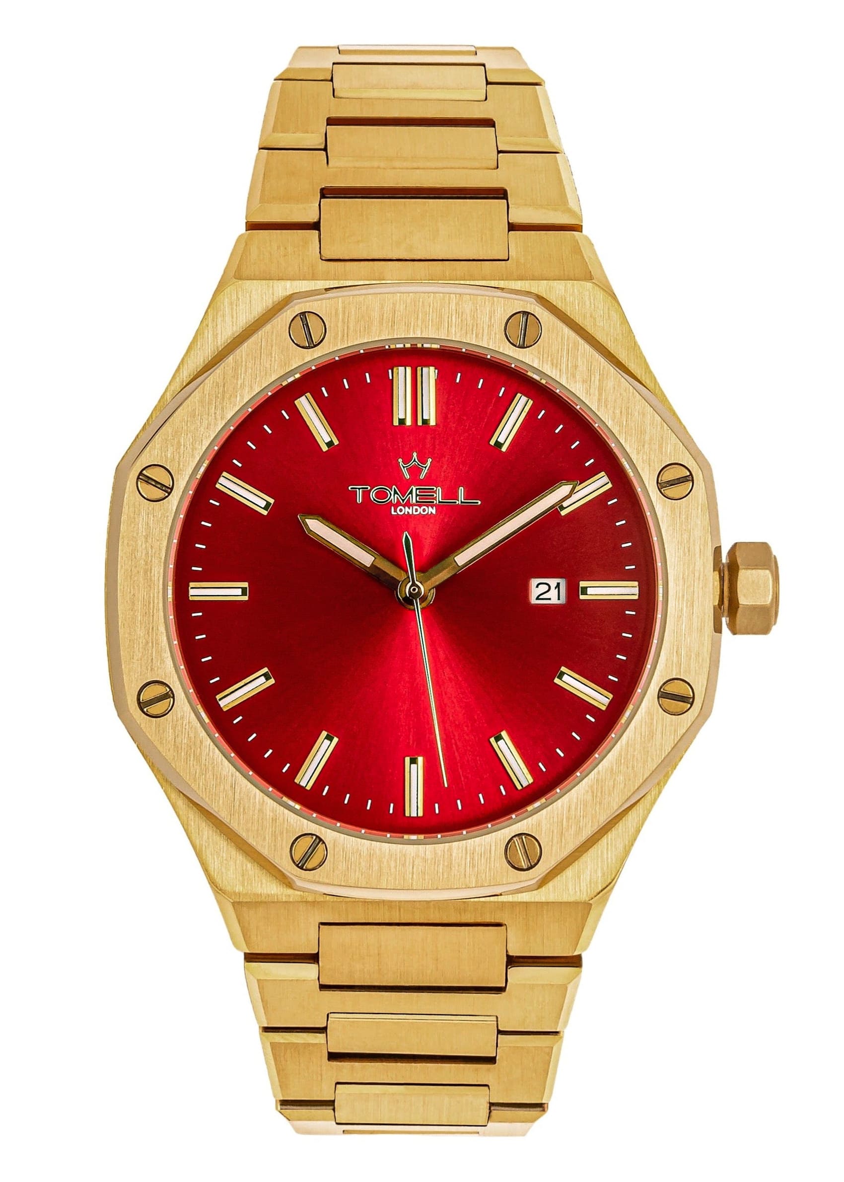 Men's designer wrist watches | Gold Red Face Watch – Tomell London